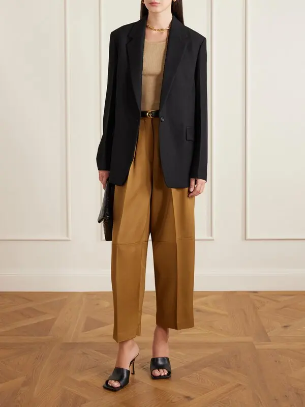 Altuzarra Dash Pleated Twill Barrel-leg Trousers - Brown