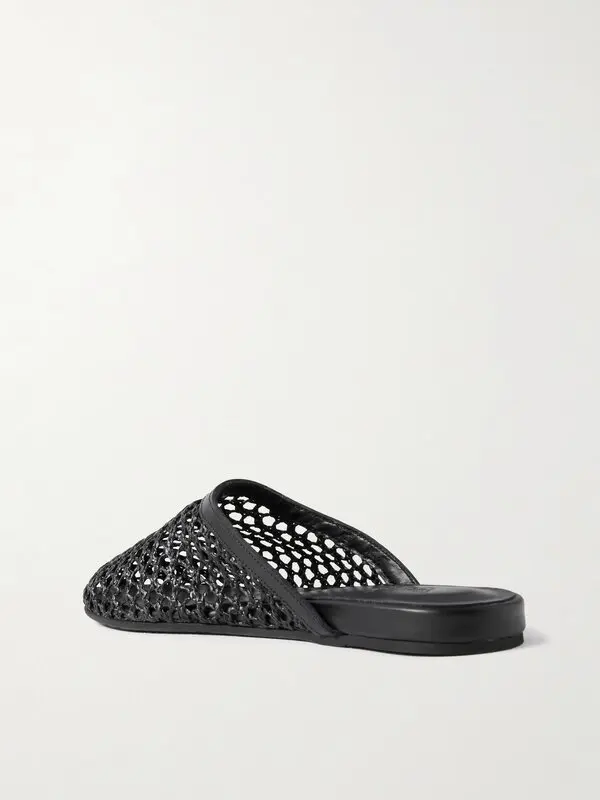 ANCIENT GREEK SANDALS The Slipper Leather-trimmed Mesh Slip-ons - Black
