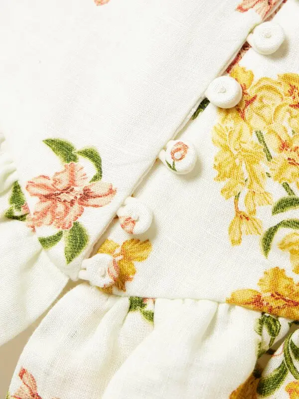 Agua Bendita Eslabón Cordillera Cropped Floral-print Linen Top - Multi