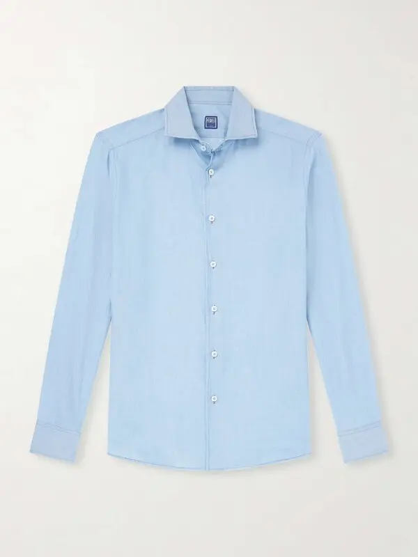 Fedeli Sean Cotton-chambray Shirt - Light Blue