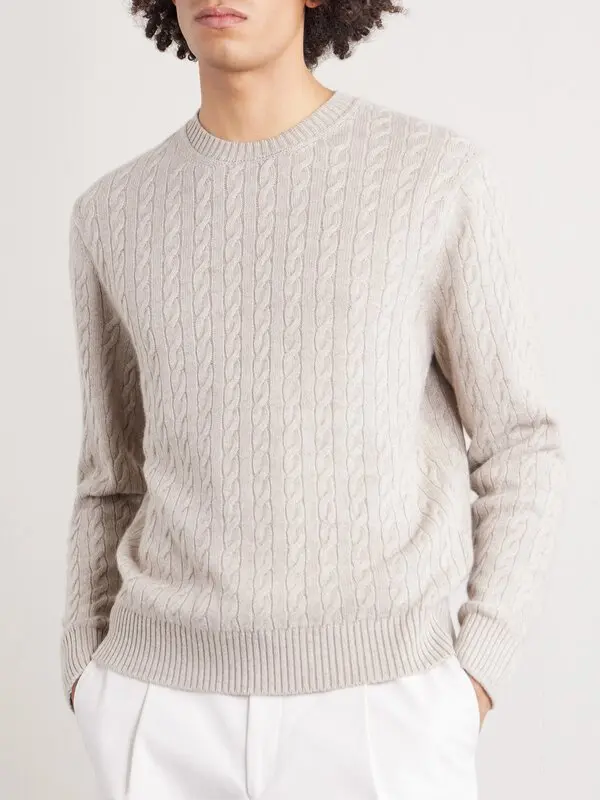 Dunhill Cable-knit Cashmere And Linen-blend Sweater