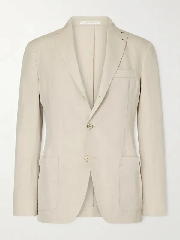 Eleventy Lyocell And Linen-blend Suit Jacket - Neutrals
