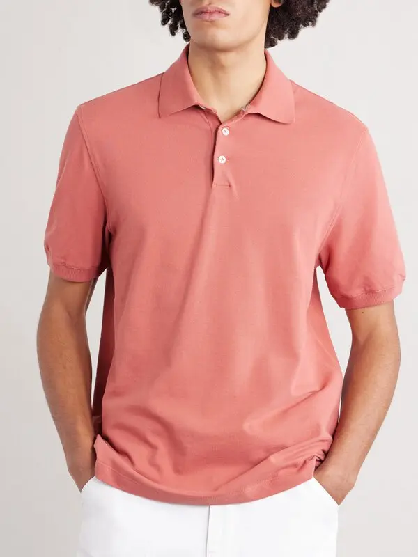 Brunello Cucinelli Slim-fit Cotton-piqué Polo Shirt - Orange