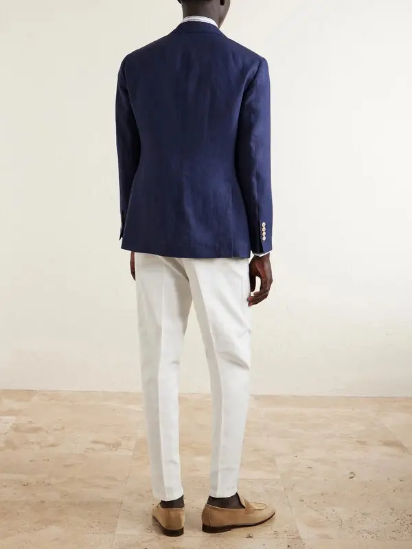 Brunello Cucinelli Linen Suit Jacket - Blue
