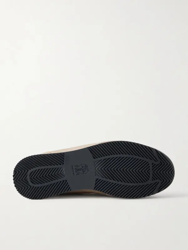 Brunello Cucinelli Leather-trimmed Suede Sneakers - Brown