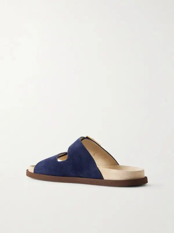 Brunello Cucinelli Buckled Suede Sandals - Blue