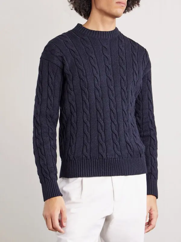 Dunhill Cable-knit Cotton Sweater - Blue