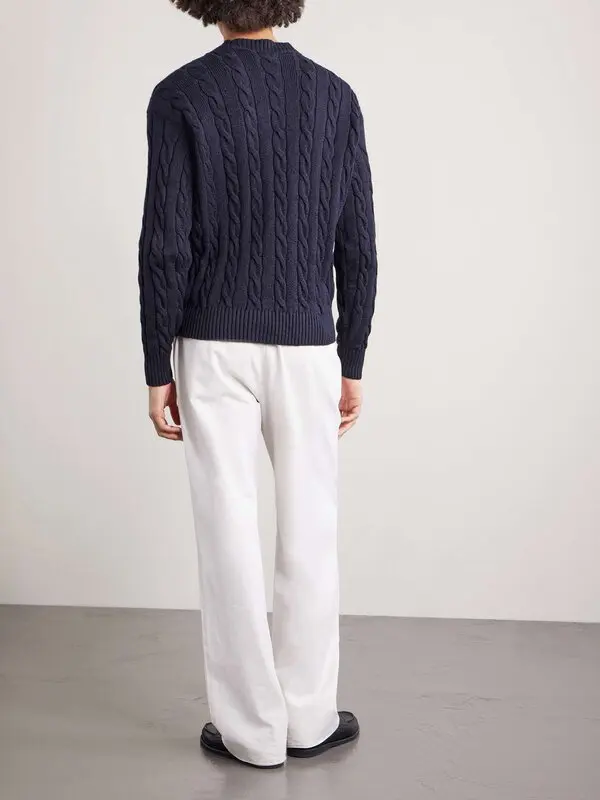 Dunhill Cable-knit Cotton Sweater - Navy