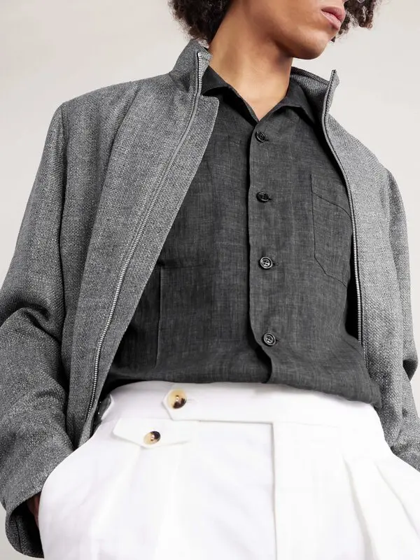 Brunello Cucinelli Camp-collar Linen Shirt - Black