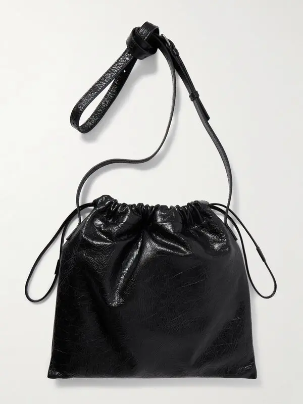 Balenciaga Shopper Cracked-leather Pouch