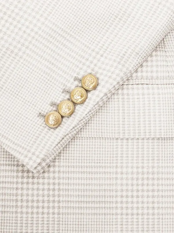 Brunello Cucinelli Double-breasted Prince Of Wales Checked Wool-blend Blazer