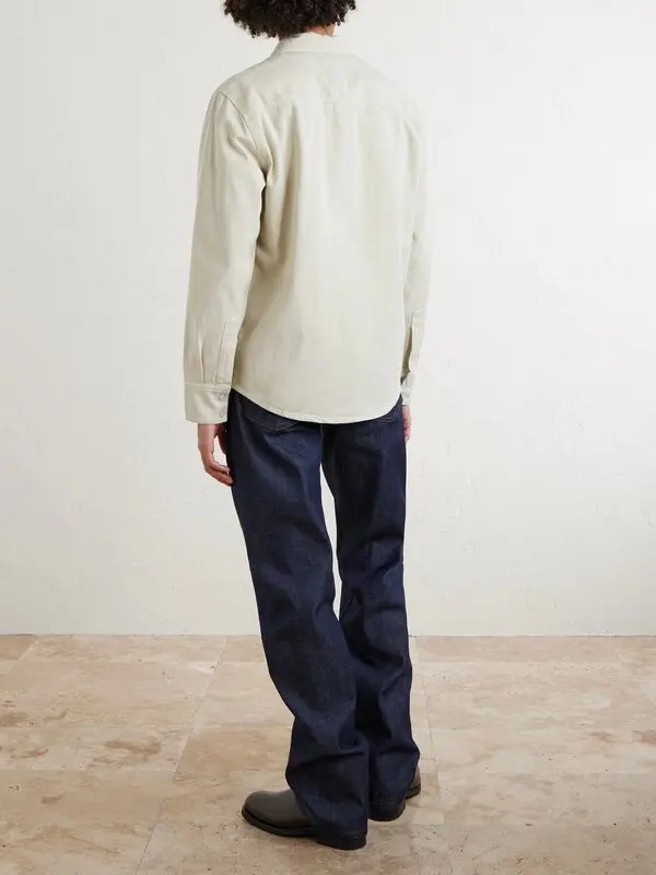 A.p.c. Logo-embroidered Cotton-twill Overshirt - Neutrals