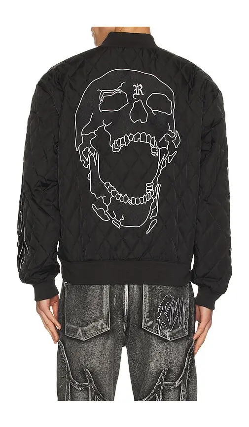 REVENGE Skull Logo Quilted Bomber Jacket