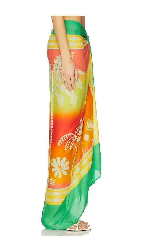 MAAJI Tropical Landscape Isla Print Sarong In Yellow,green - Bright Green