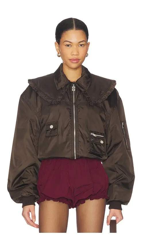 GANNI Duchesse Nylon Bomber Jacket