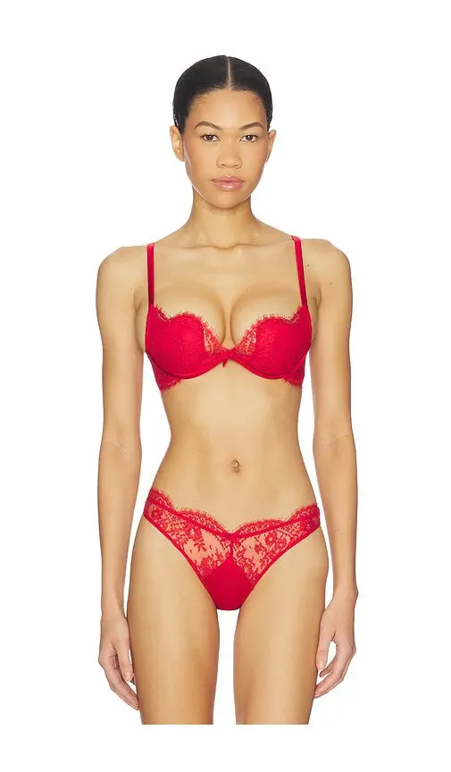 Fleur Du Mal Frankie Lace Seduce U- Plunge Bra In Red - Rouge