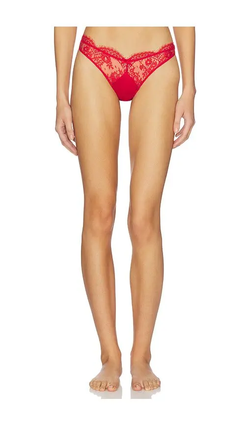 Fleur Du Mal Frankie Lace Thong In Red - Rouge
