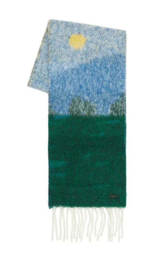 Lacoste Mountain Graphic Long Scarf In Blue - Green & Vaporous Overview