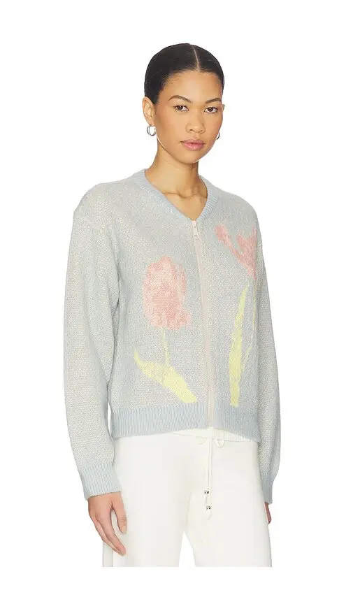 Steve Madden Embroidered Floral Zip-up Sweater Jacket