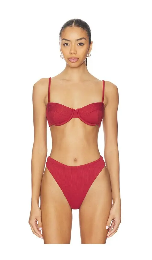 HAIGHT. Ribbed Lycra Vintage Bikini Top - Marsala