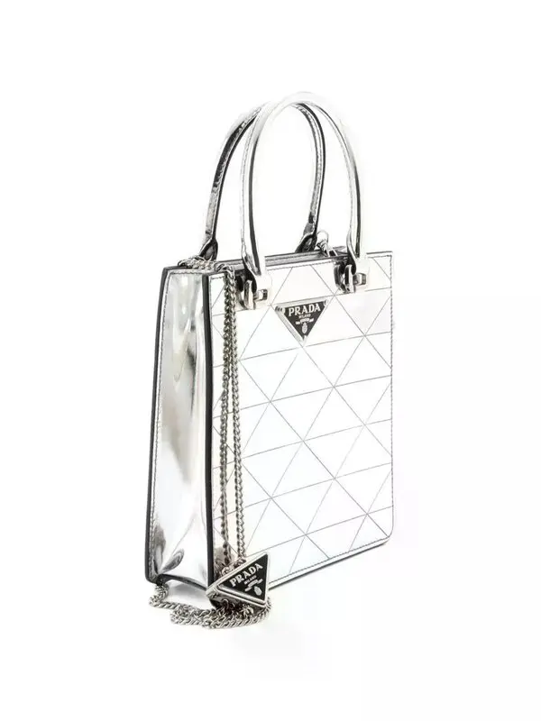 Prada Triangle Spazzolato Leather Mini Tote Bag