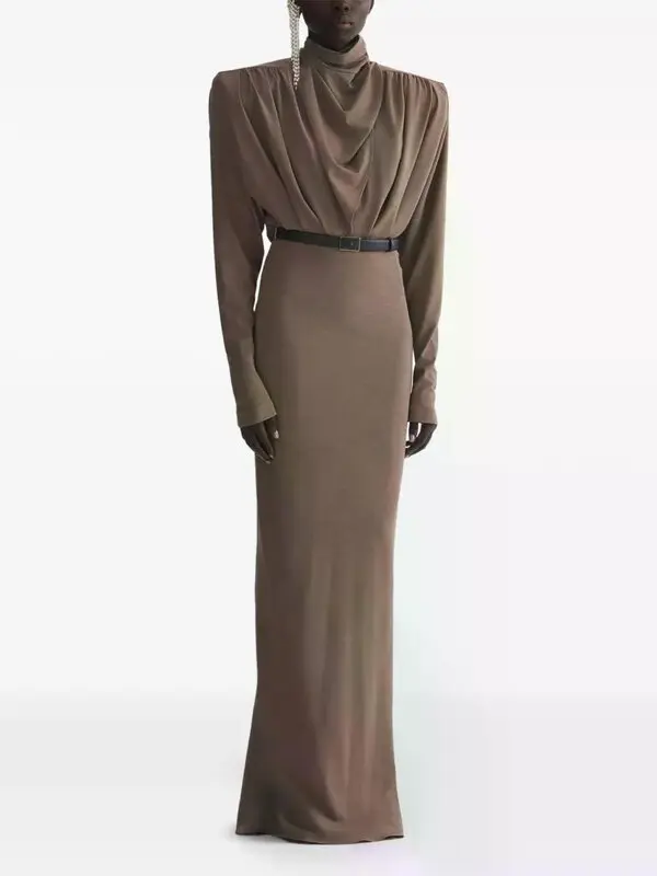 MUGLER Draped Long-sleeve Dress