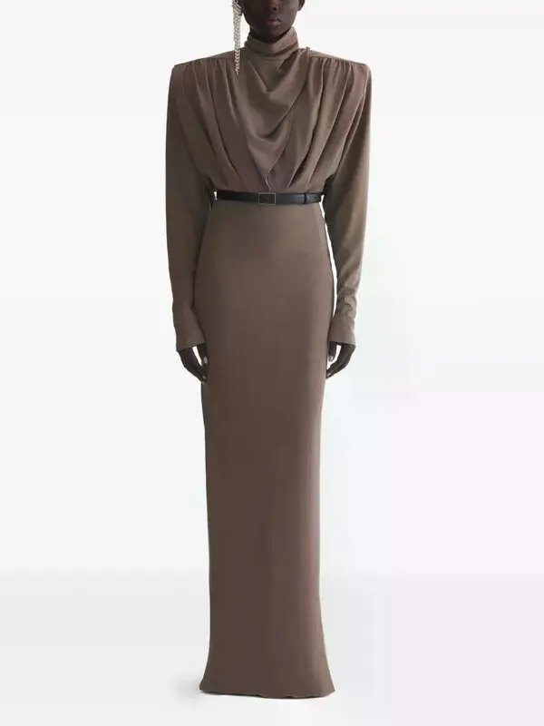 MUGLER Draped Long-sleeve Dress