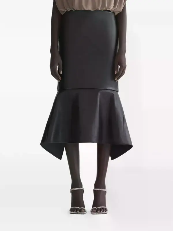 MUGLER Leather Slit Skirt - Black