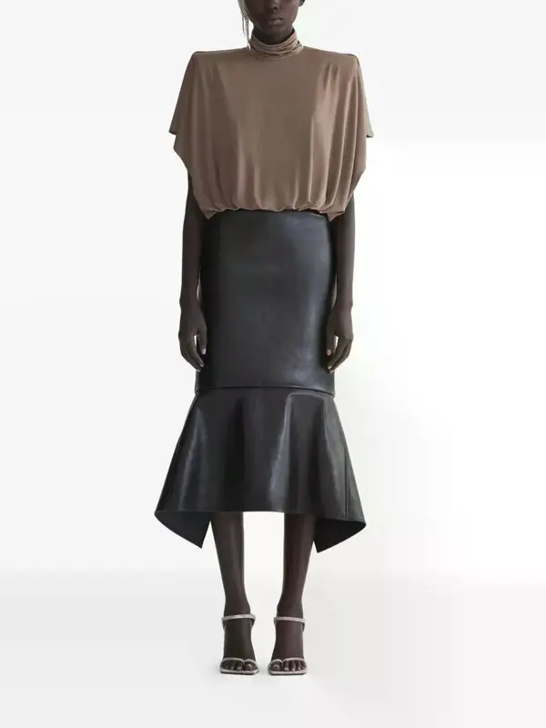 MUGLER Leather Slit Skirt - Black