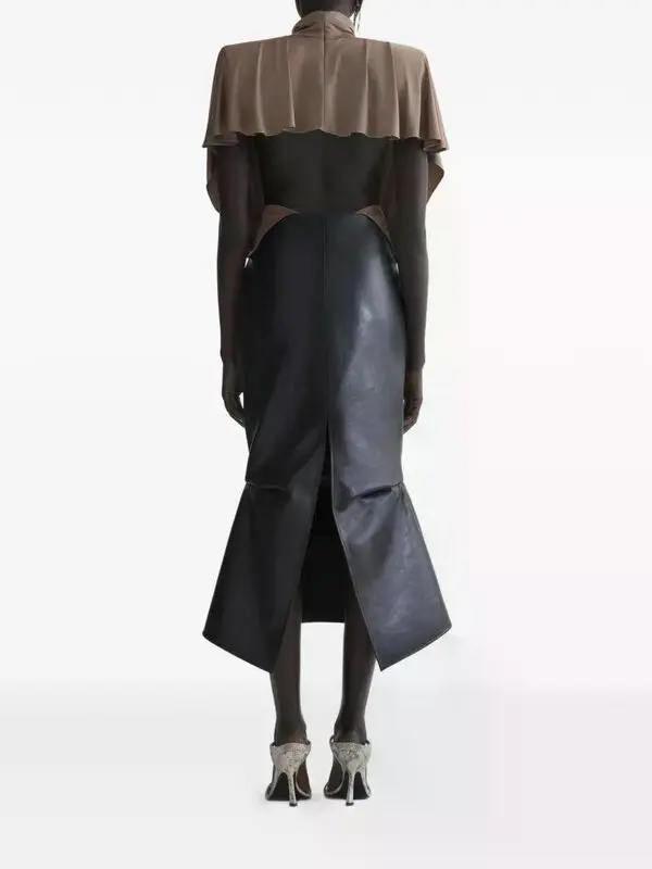 MUGLER Leather Slit Skirt - Black