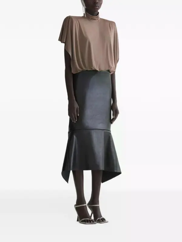 MUGLER Leather Slit Skirt - Black