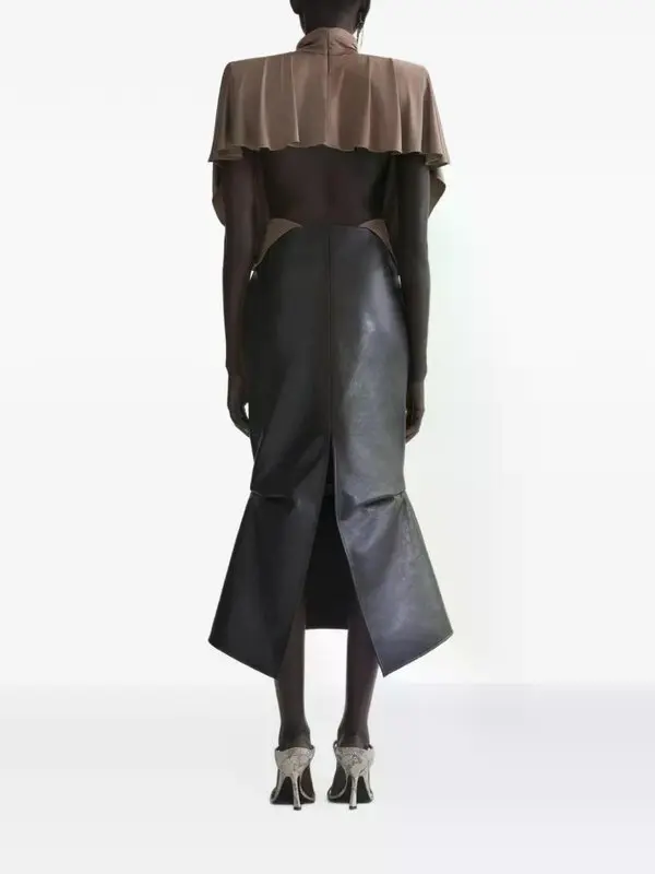 MUGLER Leather Slit Skirt
