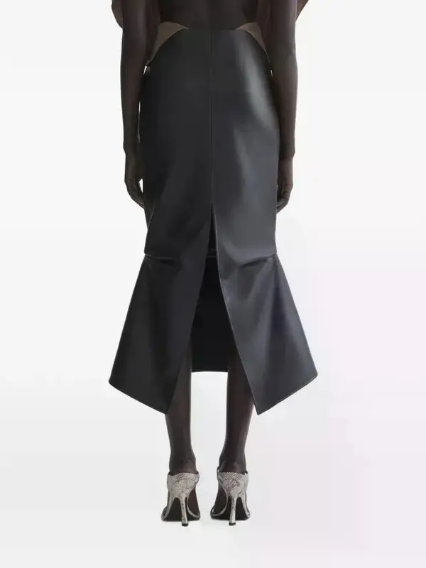 MUGLER Leather Slit Skirt