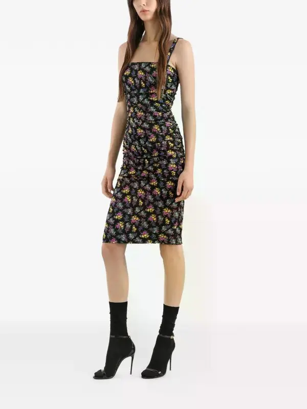 Dolce & Gabbana Floral-pattern Ruched Midi Dress