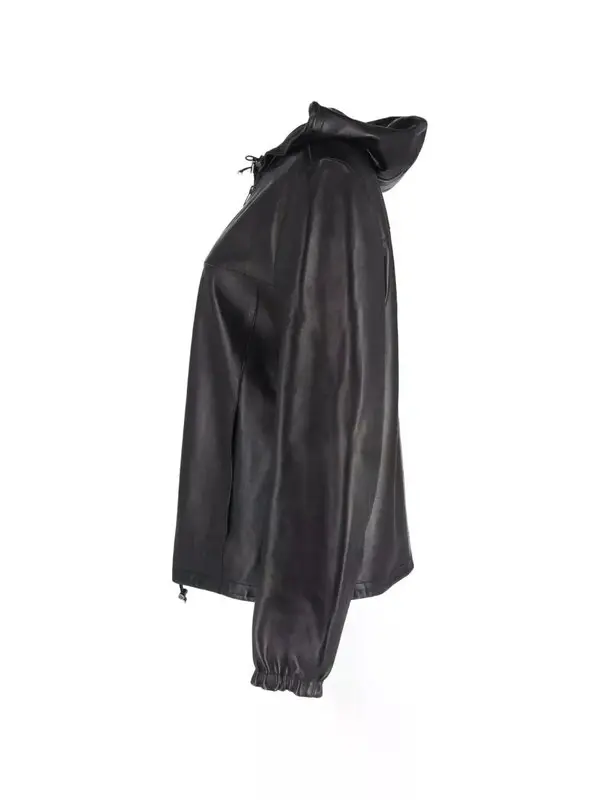 Prada Zipped Hooded Leather Jacket
