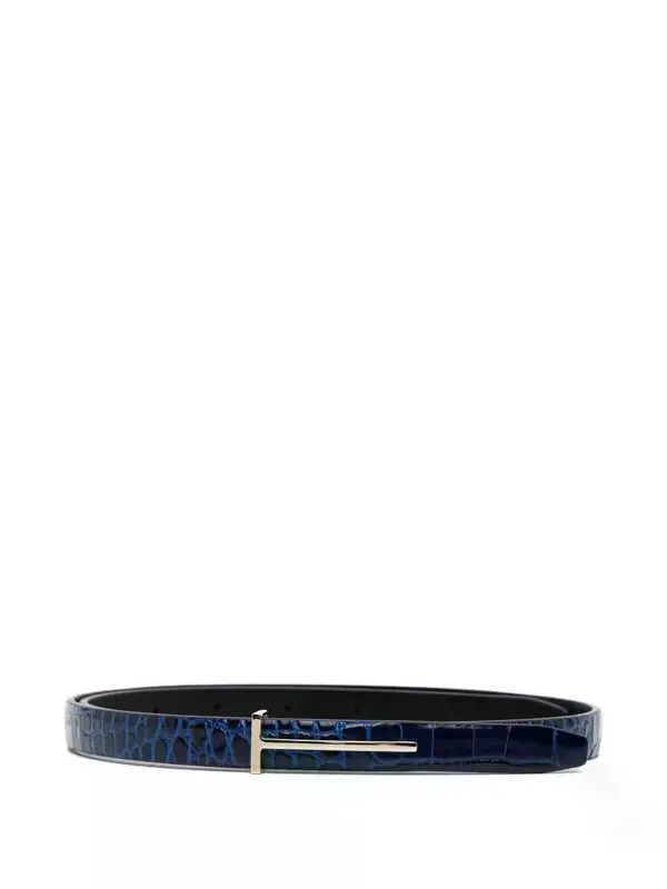 TOM FORD Crocodile-effect Buckle Belt - Blue