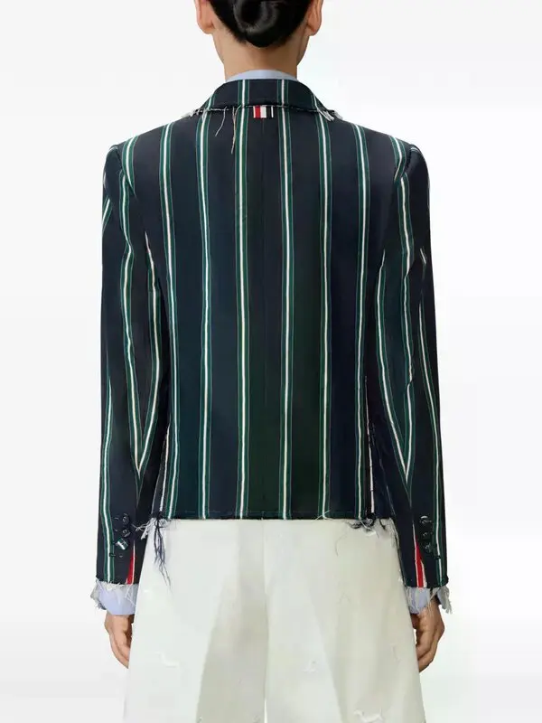 Thom Browne Striped Raw Edge Blazer