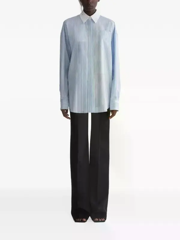 MUGLER Striped Collared Shirt
