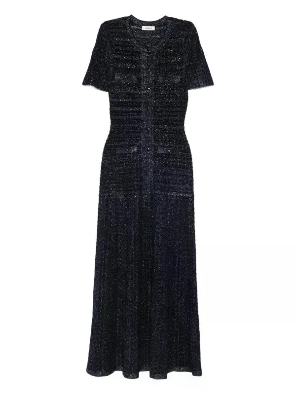 Sandro Embellished Knitted Maxi Dress - Blue