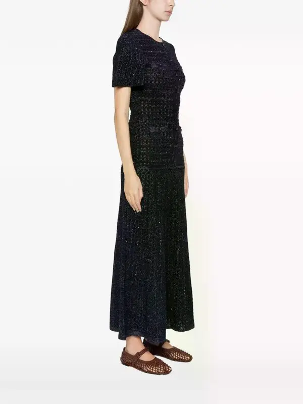 Sandro Embellished Knitted Maxi Dress - Blue