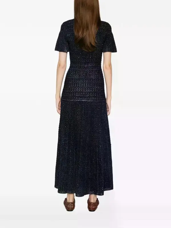 Sandro Embellished Knitted Maxi Dress - Blue