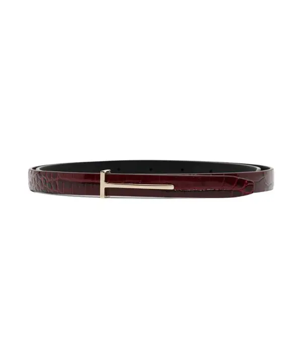 TOM FORD Croc-effect Buckle Belt - Red