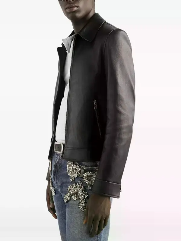 Dolce & Gabbana Leather Zip Jacket