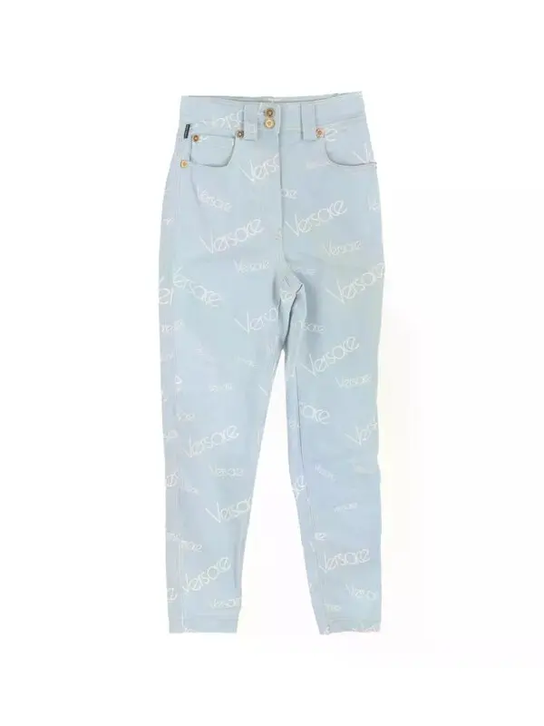 Versace Logo-pattern High-waisted Jeans