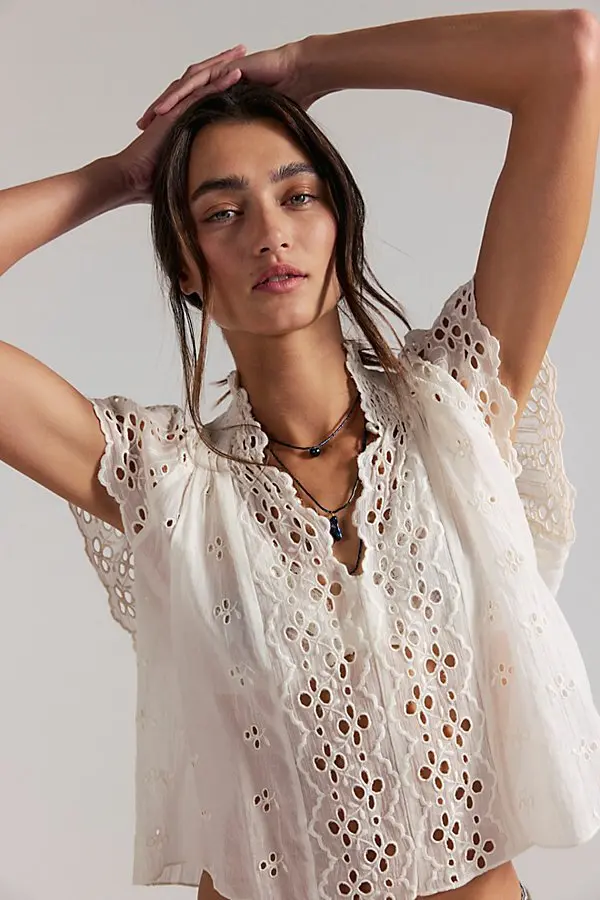 Free People Fp One Sigrid Blouse - Clean Ivory