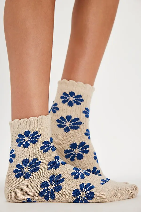 Free People Bloom Crew Socks - Blue