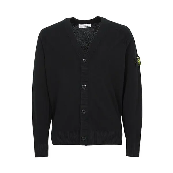 Stone Island Logo Cardigan - Black