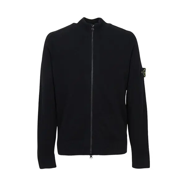 Stone Island Zip Up Cardigan - Black
