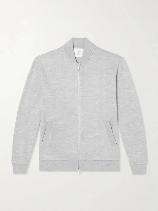 Brunello Cucinelli Cashmere-blend Zip-up Sweatshirt - Gray