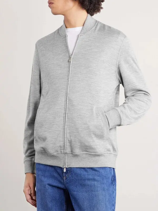 Brunello Cucinelli Cashmere-blend Zip-up Sweatshirt - Gray